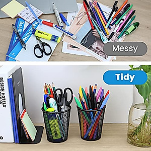 Smgmg Pen Holder for Desk, Pencil Holder for Desk, 4 Pack Pencil Cup for Pen, Mesh Metal Pen Organizer for Desk Black, Desk Pen Holder