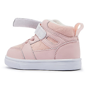 BMCiTYBM Baby High Top Sneakers Boy Girl Walking Shoes Infant First Walker Shoes for 6 9 12 18 24 Months Pink Size 4 Toddler