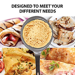 Crepe pan, Neoflam, Ceramic, Nonstick pan, 10 inch, Bakelite Handle, Tawa pan, Griddle, Pancake Maker, Skillet, Omelette, Tortilla, Roti, Naan, Dosa, Lightweight, PFOA free, Red