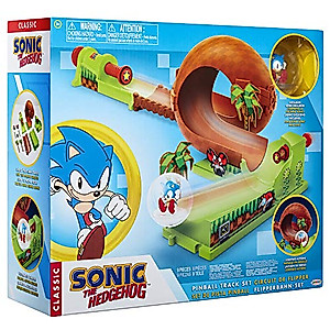 Sonic The Hedgehog Pinball Green Hill Zone , Track Play Set, 9 Piece, with Looping Action & Automatic Bumper Exclusive Sonic Sphere Included, for Ages 3+