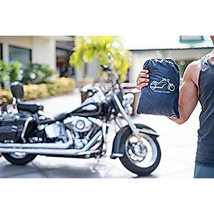 XYZCTEM All Season Black Waterproof Sun Motorcycle Cover,Fits up to 108" Motors (XX Large & Lockholes)