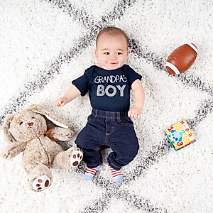 Apericots Grandpa's Boy Sweet Short Sleeve Baby Bodysuit Navy