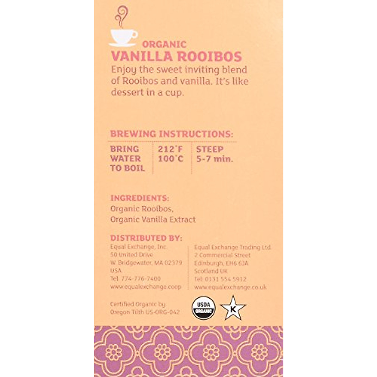 Equal Exchange Organic Vanilla Rooibos Tea, 20-Count (Pack of 3)