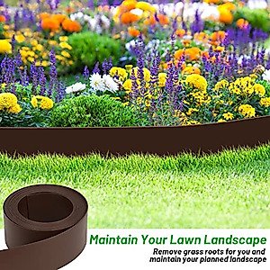 Fuairmee Garden Edging Border, Landscape Edging, Bender Board, Weed Barrier, Garden Borders, 4 in x 32.8 ft, 0.78 in Thickness Without Stakes, Easy to Install, Brown