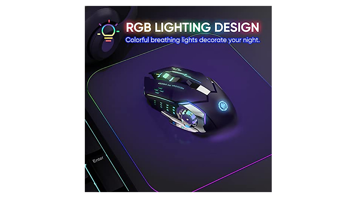 Wireless Gaming Mouse with RGB & Silent Clicks - Rechargeable & Dual-Mode