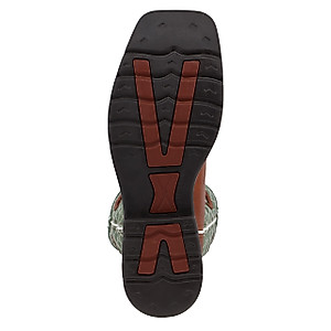 Twisted X Men's 12" Western Work Boot, Square Toe Steel Toe, Cognac Glazed Pebble & Lime, 11.5 D