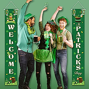 Epessa St Patricks Porch Sign, Irish Hanging Banner, Lucky Banner Decor, Happy St. Patrick's Day Porch for Home Wall Door Tree Classroom Office