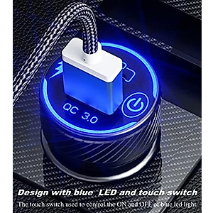 USB C Car Charger, VAZESWIN QC3.0 & PD Type C Dual USB Port Fast Car Charger Adapter, 30W 5A Fast Charge Car Phone Charger with Blue LED & Touch Switch