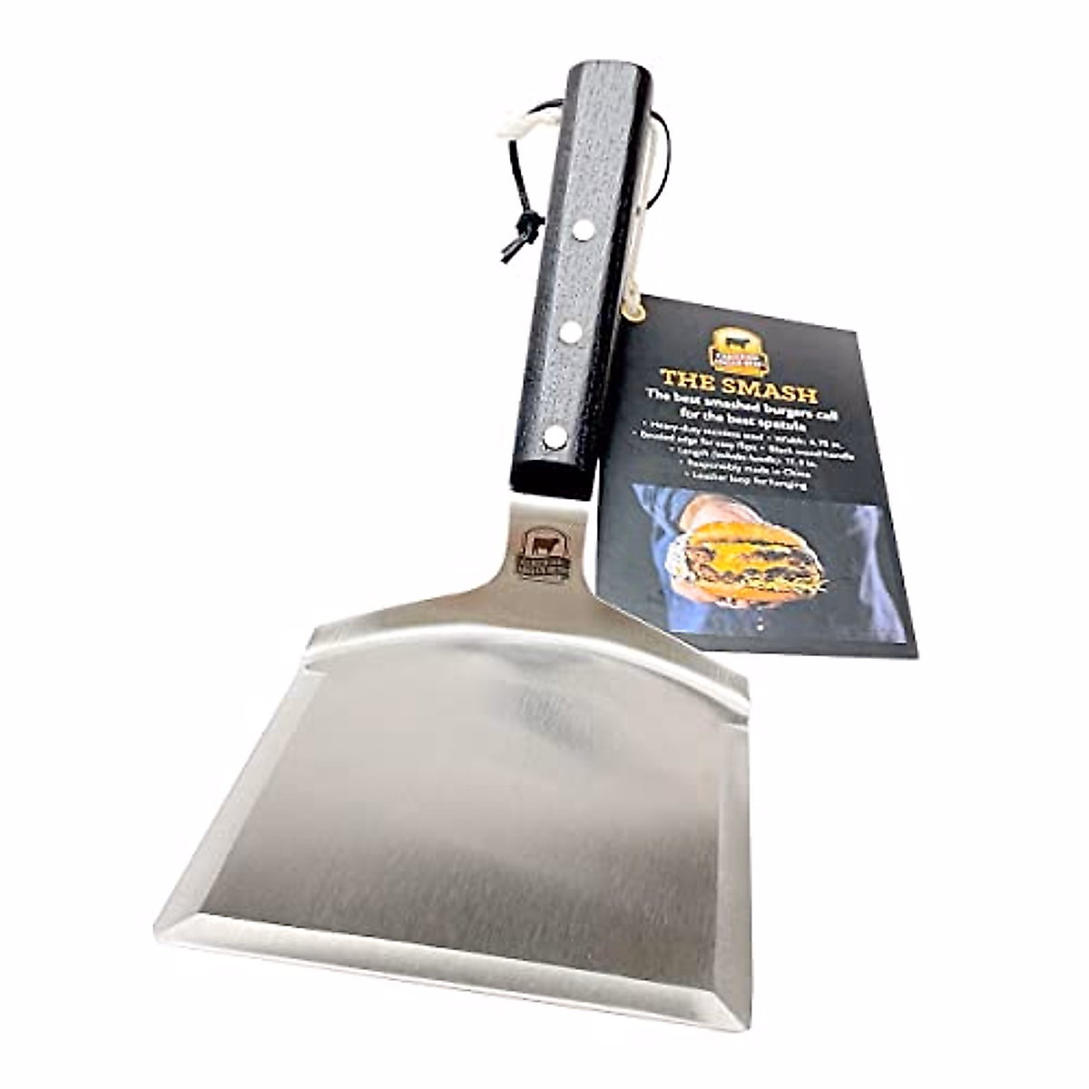 Certified Angus Beef The Smash - Big Smash Burger Spatula Heavy Duty Stainless Steel Burger Smasher Tool for Griddle Accessories, Kitchen Gadgets, and Grill Accessories