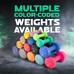 Yes4All 5 lbs Dumbbells Neoprene with Non Slip Grip – Great for Total Body Workout – Total Weight: 10 lbs (Set of 2)