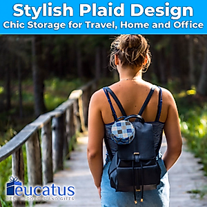 Expandable, 2 Pocket Green Plaid Travel Bag With Strap. Insulated, Waterproof Liner for Odor Control. Wet/Dry Compartments Hold Breast Pads, Diapers, Tampons, Sanitary Napkins, Personal Hygiene Items