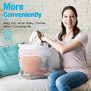 Xinnun 12 Pack Mesh Laundry Bag Drawstring Heavy Duty Bag Bulk, 24 x 36 Inches Durable Machine Washable Storage Bag for Factories, College, Dorm and Apartment Dwellers, White