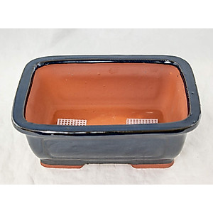 Rectangular Shohin Bonsai/Cactus & Succulent Pot 8"x 6"x 3" - Navy Blue Glazed