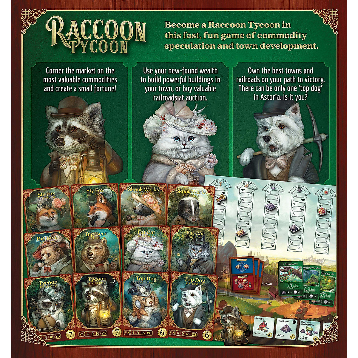 Raccoon Tycoon - Gateway Strategy Board Game for Adults and Family | Fast, Fun, Economic and Set-Collecting Competitive Game | 2-5 Players | Ages 8 and Up | 60-90 Minutes | by Forbidden Games
