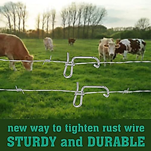 20 Pcs Fence Wire Tightener Tool with 1pc Tensioning Handle with 304 Stainless Steel and 3 pcs Easy Twist Fence Tool,Barbed Wire Fence Tightener for Fast Tighting Metal Fence Post