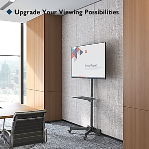 BONTEC Tilt Rolling TV Stand, Mobile TV Stand with Locking Wheels for 23-60 Inch LED, LCD, OLED Flat&Curved TVs, Height Adjustable TV Cart with Laptop Shelf, Holds Up to 88lbs Max VESA 400x400mm