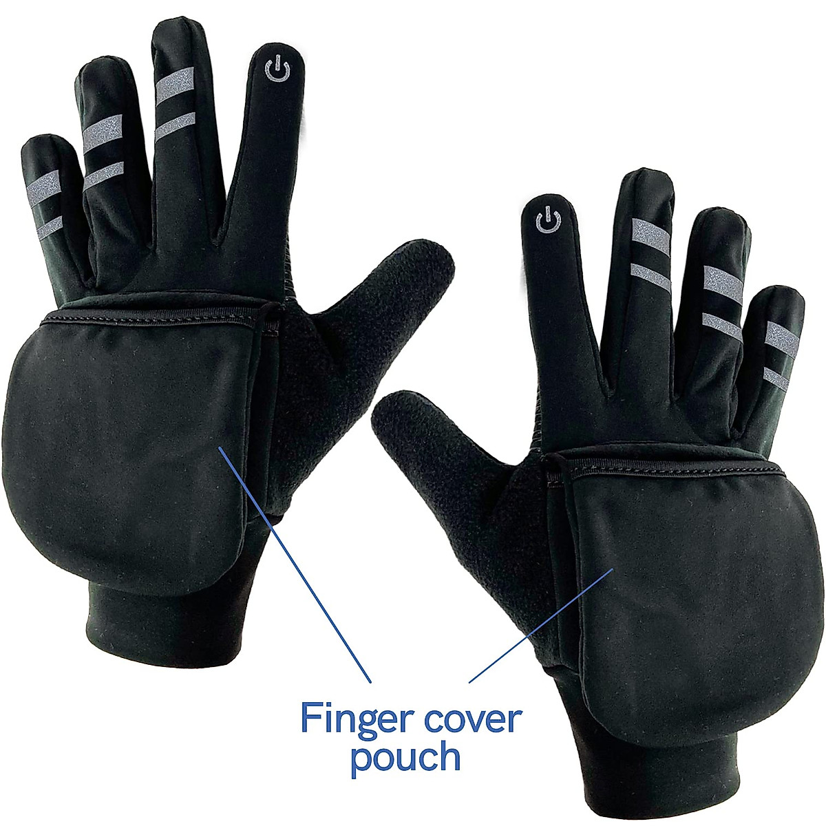 Zensah Convertible Running Mittens and Gloves - Warm Touchscreen Cold Winter Gloves for Women and Men (Black, Medium)