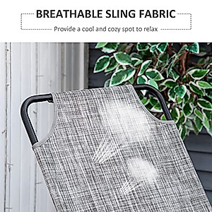 Outsunny Garden Rocking Chair, Outdoor Indoor Sling Fabric Rocker for Patio, Balcony, Porch, Grey