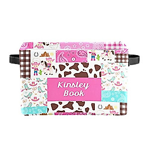 Storage Baskets Western Cowgirl Cartoon Storage Baskets for Organizing, Foldable Storage Baskets for Shelves, Fabric Storage Bins with Handles 1 Pack