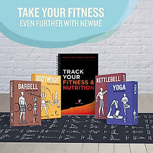 NewMe Fitness Yoga Mat for Women and Men - Large, 5mm Thick, 68 Inch Long, Non Slip Exercise Mats w/ 70 Printed Yoga Poses for Pilates, Workout and Stretching - Home and Gym Essentials - Black