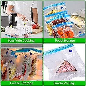 Sous Vide Bags 30 Reusable Vacuum Food Storage Bags for Sous Vide, 3 Sizes Large Sous Vide Bags with Pump, 4 Sous Vide Bag Clips for Food Storage and Chefsteps, Anova, Joule, Wancle Sous Vide Cooking