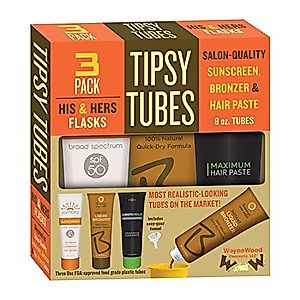 Tipsy Tubes Hidden Sunscreen Lotion Flask - Suntan Oil Flask-Sneak Smuggle Hide Booze and Alcohol - His and Her Flask for Concerts and Cruises - White Elephant Stocking Stuffer Gift