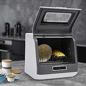 Portable Countertop Dishwasher Compact Dishwasher,3 Washing Programs,75°C Hot Air Drying,360° Rotating Spray,Automatic Mini Dish Washing Machine for House,Dorm,Apartment,RV