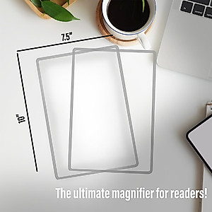 (2 Pack) MagniPros Large Full Page 3X Magnifier Premium Magnifying Sheet Fresnel Lens 7.5" X 10.5" with 3 Bonus Bookmark Magnifiers Ideal for Reading Small Prints & Low Vision Seniors