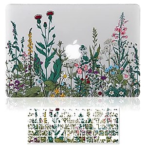 iDonzon Case for MacBook Air 13 inch (A1466/A1369, 2010-2017 Release), 3D Effect Matte Clear See Through Hard Cover & Keyboard Cover Only Compatible Older Version Mac Air 13.3 inch - Garden Flowers