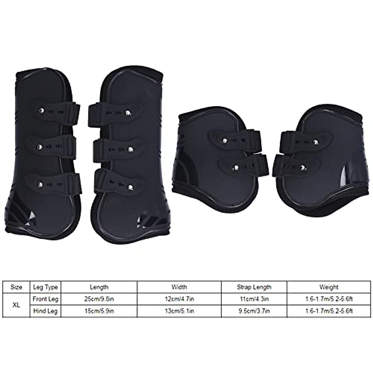 Horse Boots, 4Pcs PU Shell Protective Horse Tendon Boots, Horse Splint Boots for Front Legs and Rear Legs, Protective Horse Leg Wraps, Leg Protection and Support for Riding, Jumping(XL)