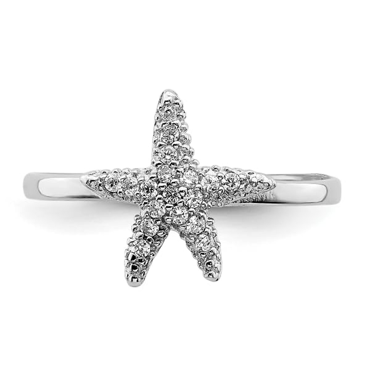 IceCarats 925 Sterling Silver Cubic Zirconia CZ Starfish Ring Size 8