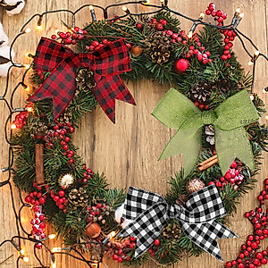 6 Rolls Wired Christmas Ribbon 30 Yards 2-1/2'' Wired Edge Burlap Ribbons for Christmas Thanksgiving DIY Gift Wrapping Wedding Floral Bows Crafts