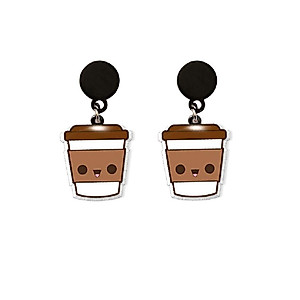 Acrylic Avocado Coffee Cup Cowgirl Boots Earrings (Coffee Cups)