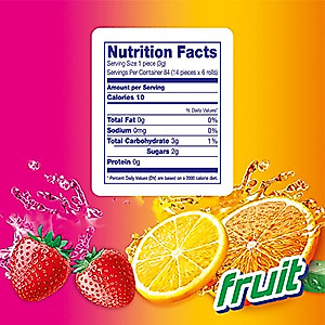 Mentos Candy, Mint Chewy Candy Roll, Fruit, Non Melting, 1.32 Oz (Pack of 6)