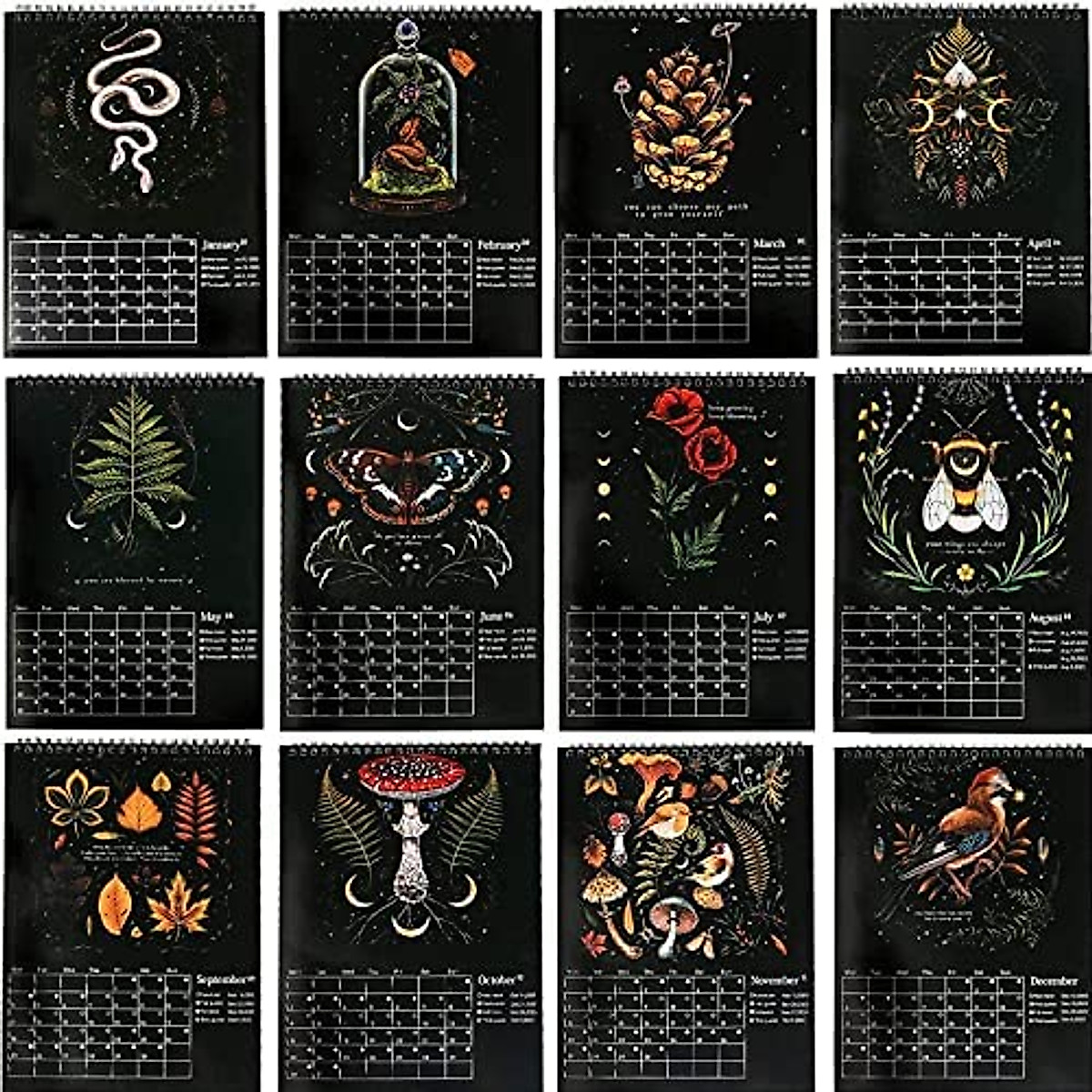 2023 Wall Calendar,Dark Forest Lunar Calendar 2023 Colorful Large Well Calendar with 12 Original Illustrations 12 Month Monthly,Suitable for Home Office Christmas Birthdays New Year Gift