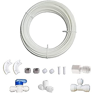 Length 25Ft ,1/4-inch O.D Tube Quick Connect Kit, Fridge Water Line Connection and Ice Maker Installation Kit for Reverse Osmosis RO Systems & Water Filters.(Both 1/4” & 3/8” Output) (25ft tube)