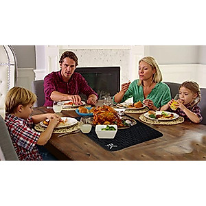 Eekay Wares XL Black Silicone Drying Mat with Bonus silicone spoon rest & storage band for easy storage- Easy Clean, Heat Resistant, size-17.8 X 15.8