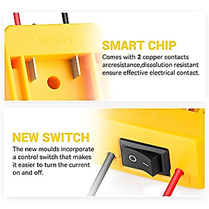 Ecarke Power Wheels Adapter Battery Adapter for DeWalt 20V Max Battery 18V,for DIY Ride On Truck, Robotics,RC Toys 12 Gauge Robotics with Fuse & Switch Power Convertor Dock Power Connector（1 Pcs）