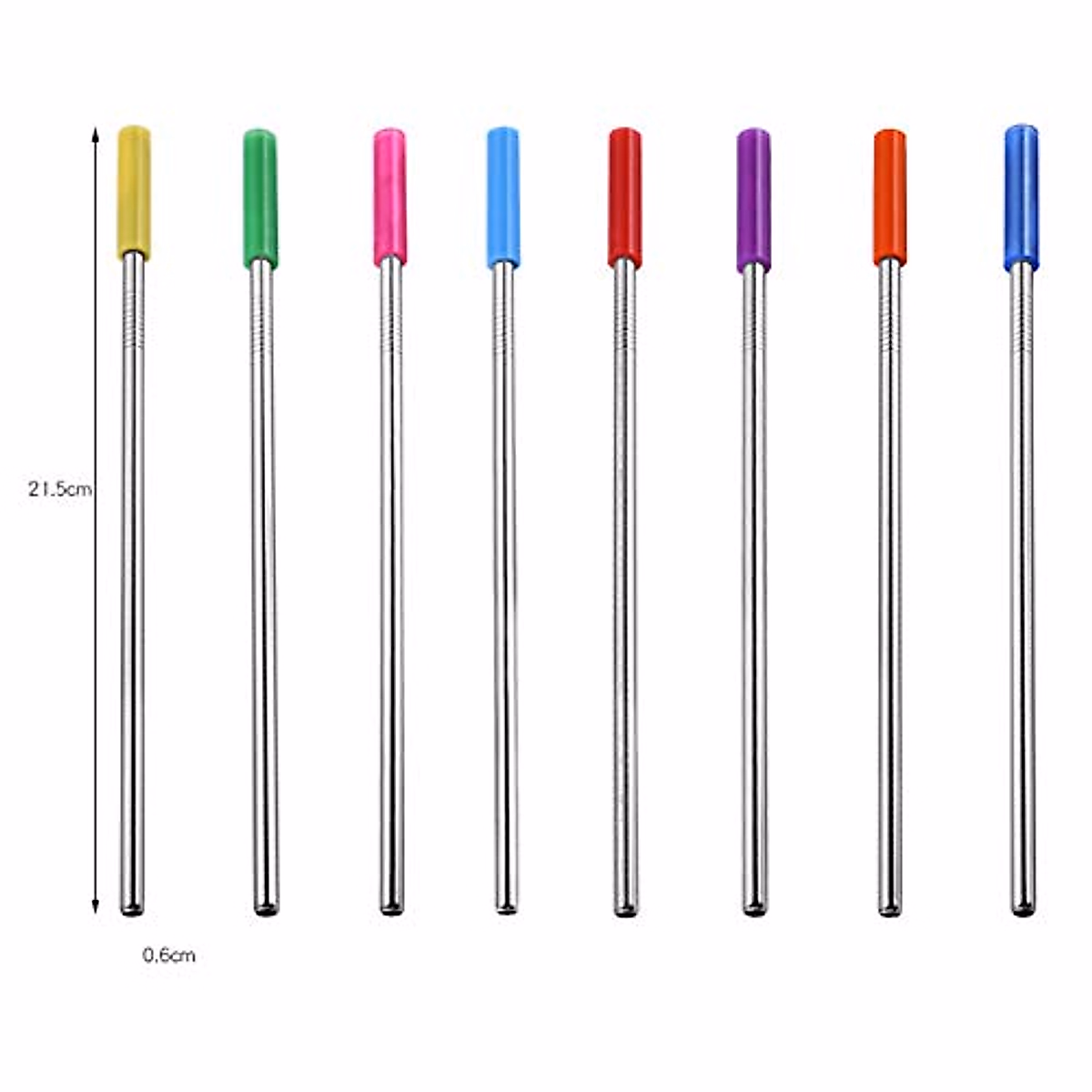 Connoworld Reusable Stainless Steel Straws Kit Tools, Includes 2 Straight Drinking Straws + 2 Bent Drinking Straws + 1 Cleaning Brush + 4 Detachable Silicone Tips Covers Purple