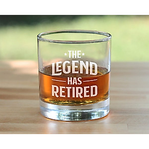 The Legend Has Retired - Whiskey Rocks Glass - Funny Retirement Gifts for Boss or Coworkers - 10.25 Oz