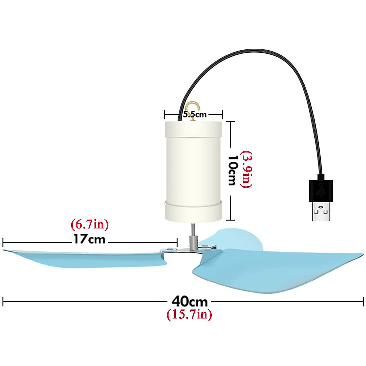 WXMLLZLD 6/10w Polycrystalline Solar Ceiling Fan with 3m Cable USB Outdoor Small Ceiling Fan 10 Years Lifespan 5w, Wind Speed 450 R/min