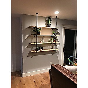 WGX Design For You Industrial Retro Wall Mount Iron Pipe Shelf Hung Bracket DIY Storage Shelving Bookshelf (2 Pcs 4Tier Hardware only)