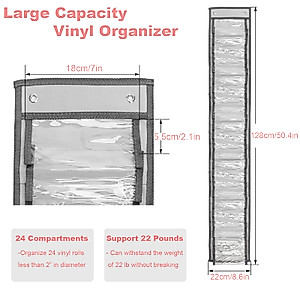 Coitak Vinyl Roll Holder, Vinyl Storage Organizer with 24 Compartments, Craft Vinyl Storage Rack, Gift Wrap Organizer, Gray