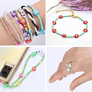 AnutriON 12000pcs 3mm Tiny Color Glass Seed Beads for Bracelets Making Kit and Smile Face Charm Beads Letter Beads for Friendship Bracelets Jewelry Making Necklaces and DIY Crafts Gifts