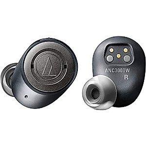 Audio-Technica ATH-ANC300TW QuietPoint Wireless Active Noise-Cancelling in-Ear Headphones, Black