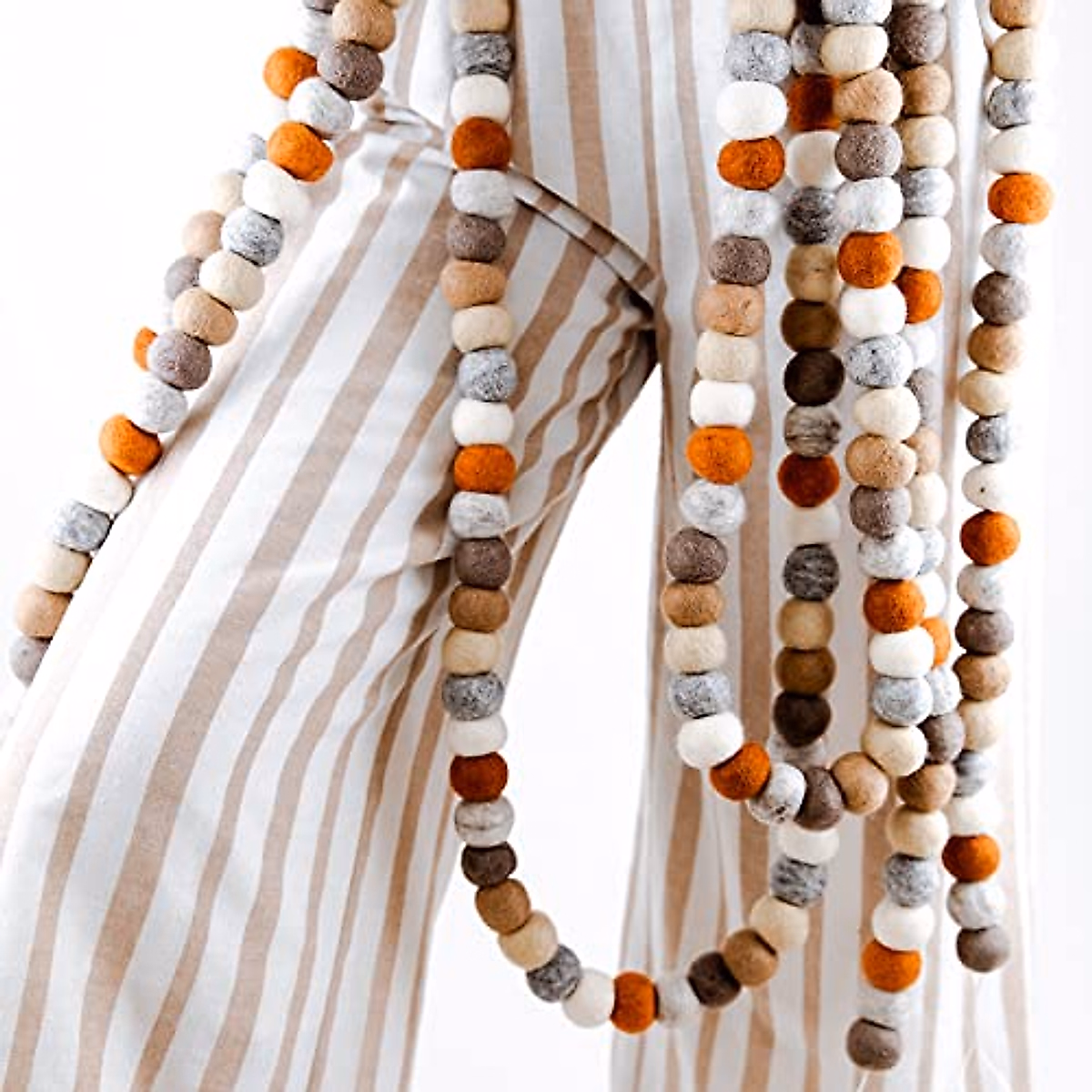 Peachy Party Easter Pom Pom Garland - Colorful Felt Ball Garland - 9 Ft Wool Felt Garland Decorations - Easter Felt Wool Garland, Wool Garland Christmas for Tree - Felt Ball Playroom Garland (Rustic)