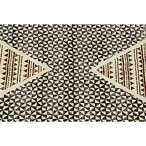 CASAVANI Collection Runner - 5x10 Area Rug Black & Brown Cotton Dhurrie Geometric Kilim Rug Indoor Outdoor Use Carpet Flatweave Rugs for Home & Foyer Corridor Hallway & Stair Runner