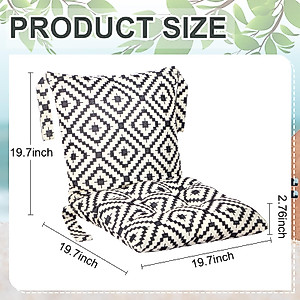 Barydat 4 Pcs Outdoor Patio Chair Cushions, 19.7 x 39.4 Inch Black and White Grid Square Dining Seat Back Chair Cushions with Tie Buffalo Plaid Indoor Outdoor Cushions for Patio Furniture