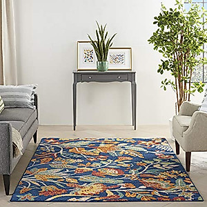 Nourison Allur Modern Navy Multicolor 4' x 6' Area -rug, Easy -cleaning, Non Shedding, Bed Room, Living Room, Dining Room, Kitchen (4x6)