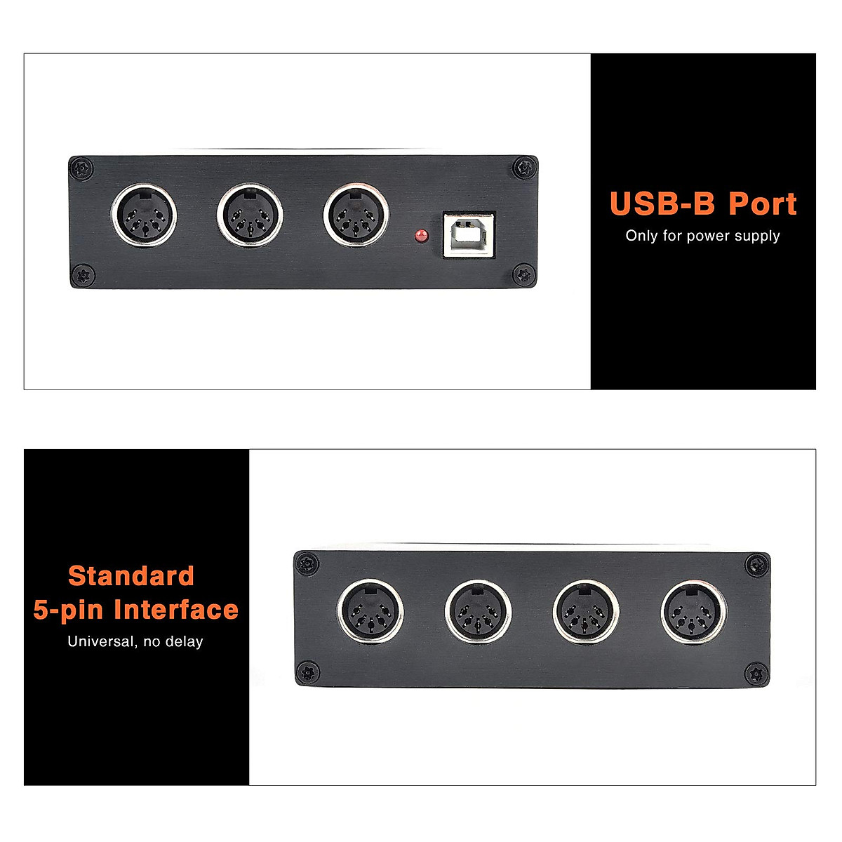 CAMOLA MIDI Thru 6 Box USB MIDI Interface 1-in 6-out MIDI Thru Box MIDI Splitter